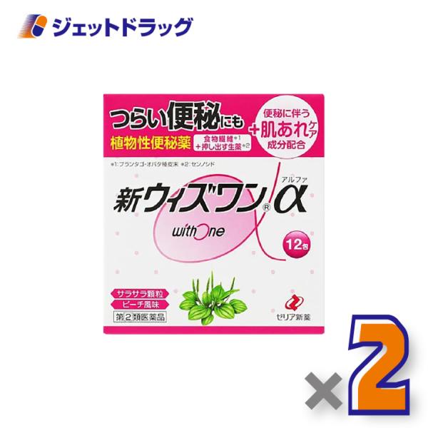 【指定第2類医薬品】新ウィズワンα 12包 ×2個〔つらい便秘・肌荒れ〕