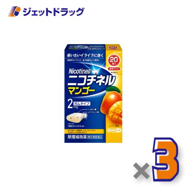 【指定第2類医薬品】ニコチネル マンゴー 20個 ×3個 ※セルフメディケーション税制対象〔禁煙〕