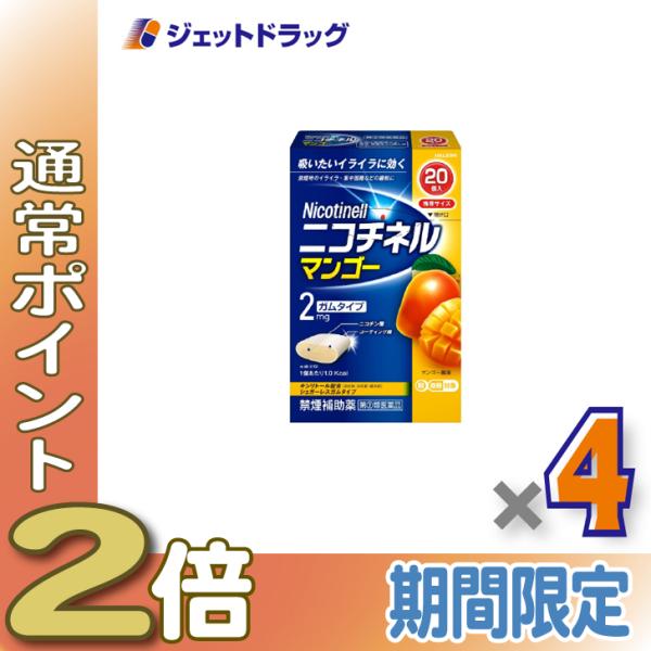 【指定第2類医薬品】ニコチネル マンゴー 20個 ×4個 ※セルフメディケーション税制対象〔禁煙〕
