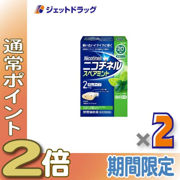 【指定第2類医薬品】ニコチネル スペアミント 20個 ×2個 ※セルフメディケーション税制対象〔禁煙〕