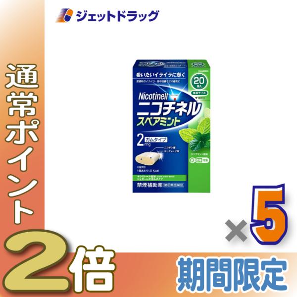 【指定第2類医薬品】ニコチネル スペアミント 20個 ×5個 ※セルフメディケーション税制対象〔禁煙〕