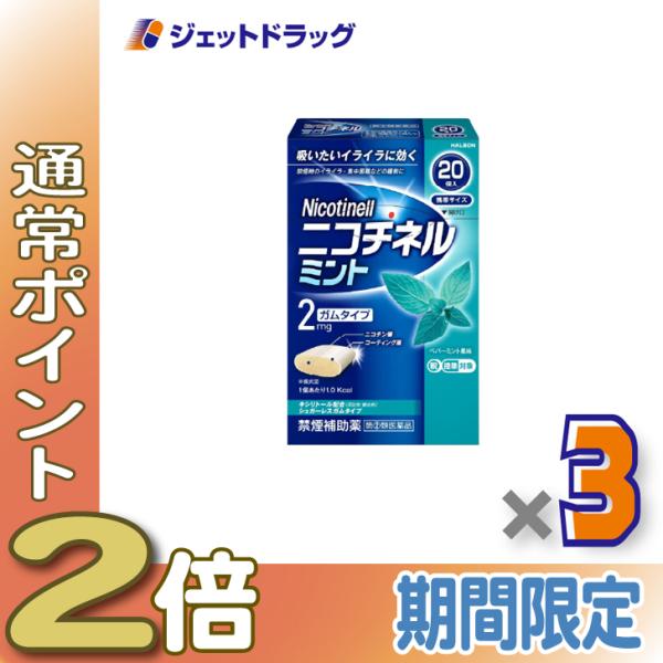 【指定第2類医薬品】ニコチネル ミント 20個 ×3個 ※セルフメディケーション税制対象〔禁煙〕
