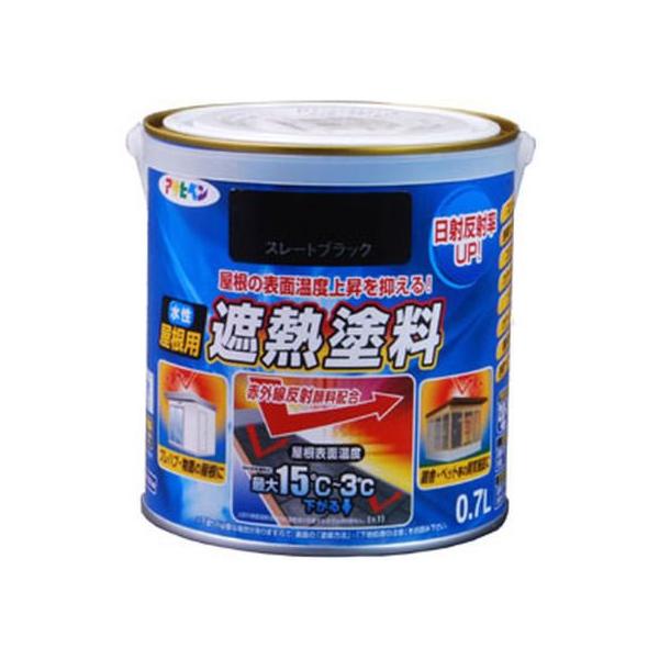 【商品説明】●特殊顔料により太陽光の赤外線を反射し、従来の同じ色の塗料に比べて屋根の表面温度の上昇を抑えます。●従来塗料に比べ、高い遮熱効果により塗膜の熱による劣化を防ぎます。●シリコンアクリル樹脂、ＨＡＬＳ（紫外線劣化防止剤）配合により、...