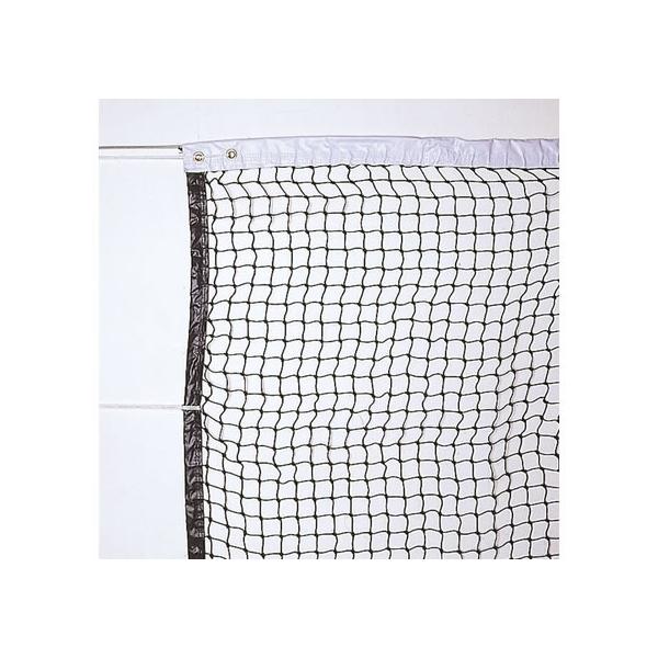 【商品説明】普及タイプの硬式テニスネット。【仕様】●素材・材質：ポリエチレン有結節、ＰＶＣ被覆スチールワイヤー４．５ｍｍ×１４．８ｍ、白帯／ターポリン　●仕様：４４０Ｔ／４５本、網目３．５ｃｍ、センターベルト別売、テニスネットを安全にお使い...