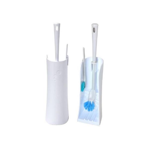 【商品説明】便器のフチ裏が洗いやすいトイレブラシと乾きが早いオープンタイプの収納ケース、便利なミニブラシがセットになっています。　ブラシを取り出しやすく、収納しやすい構造です。　柄とケースに銀系抗菌剤を練り込んでいます。　※抗菌加工とは、商...