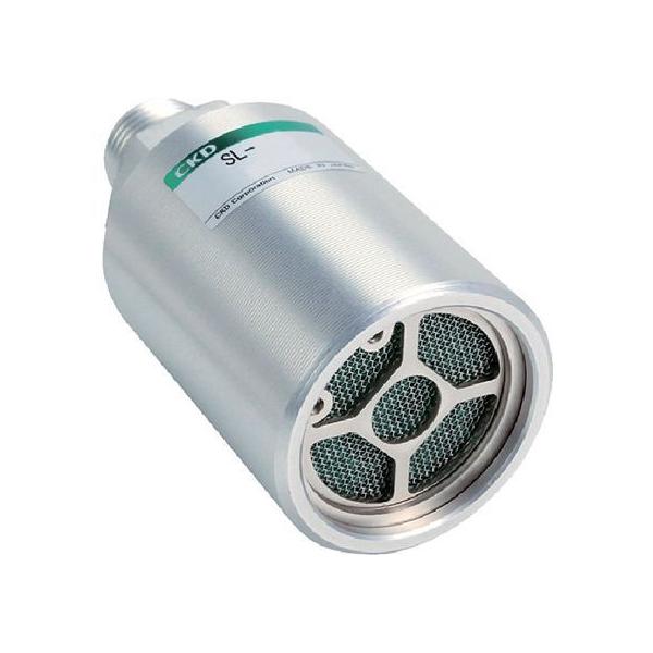 【仕様】●型番：SL-20A　●減音量（dB）：20以上　●有効断面積（［［MM2］］）：160　●使用圧力（MPa）：0〜0．9　●接続口径：R3／4　●全長（mm）：98　●幅（mm）：56　●流体温度（℃）：5〜60　●周囲温度（℃）...