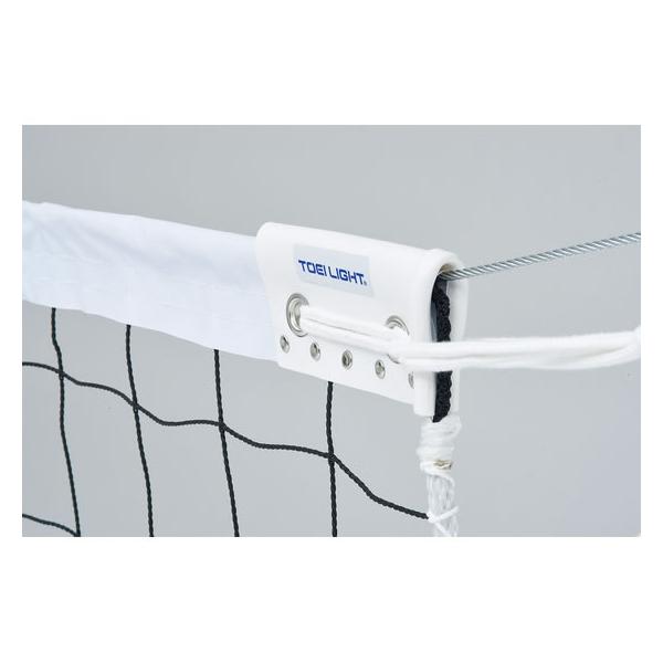 【商品説明】６人制バレーボールネット上部コーナー加工タイプ（新規格・上下白帯付）。【仕様】●素材・材質：ポリエステル無結節、テクノーラコード６ｍｍ×１５ｍ、上下白帯／ポリエステル　●仕様：検定ＡＡ級、１１００Ｔ／２８本、網目／１０ｃｍ、上下...