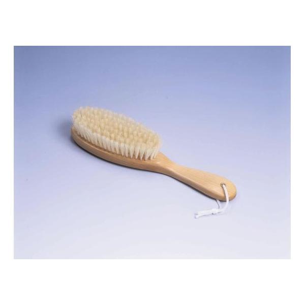 【商品説明】豚毛１００％使用したブラシ。衣類についた花粉やホコリを落とします。柄は天然木を使用。収納に便利なヒモ付き。【仕様】●サイズ：約２５×５．２×厚さ４．７ｃｍ●材質：本体／天然木、毛／豚毛　<ジェットプライス>