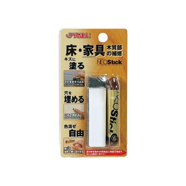 【商品説明】家具やフローリング、ドア、柱、建具など木製品のキズ補修に。キズに直接すり込んだり、切り取って穴を埋めたり、指先で色まぜできます。【仕様】●成分：天然ワックス、顔料、植物油●正味量：約８ｇ●付属品：仕上用ヘラ、スチールウール　&l...