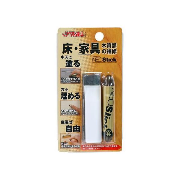 【商品説明】家具やフローリング、ドア、柱、建具など木製品のキズ補修に。キズに直接すり込んだり、切り取って穴を埋めたり、指先で色まぜできます。【仕様】●成分：天然ワックス、顔料、植物油●正味量：約８ｇ●付属品：仕上用ヘラ、スチールウール　&l...