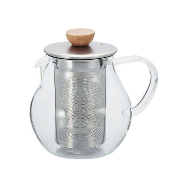 【商品説明】耐熱ガラスとステンレス・天然木を組み合わせたカジュアル感覚で使用できるティーピッチャーです。【仕様】●外寸：１４０×直径１０５×Ｈ１２３ｍｍ●容量：４５０ｍｌ●材質１：本体／耐熱ガラス●材質２：フタ・ストレーナー／ステンレス●材...