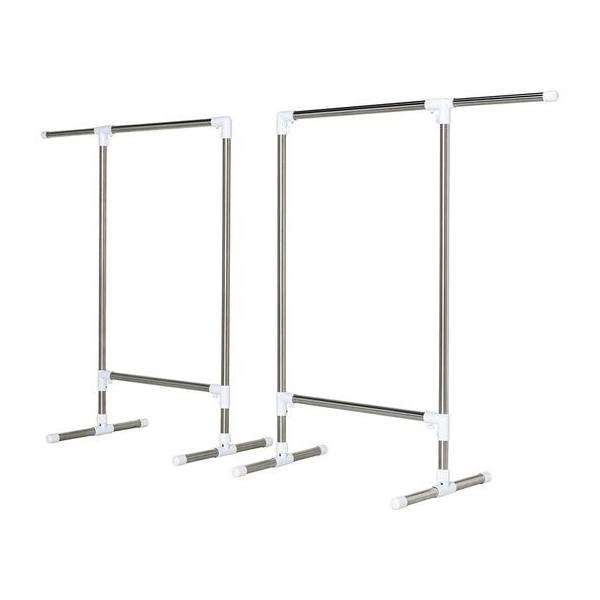 【商品説明】横方向からふとんを干せる設計です。　干し部は伸縮式、伸ばして干せる量がアップします。　室内ものほしとしても便利なシンプルデザイン。　脚部スライド式でコンパクトに収納できます。　組み立ては工具不要の簡単設計です。【仕様】●サイズ：...