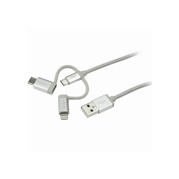【商品説明】ＵＳＢマルチチャージャーケーブルは、Ｍｉｃｒｏ−ＵＳＢ／ＵＳＢ−Ｃ／Ｌｉｇｈｔｎｉｎｇに対応した３−ｉｎ−１設計で、Ａｐｐｌｅ・Ａｎｄｒｏｉｄ端末の充電と同期が１本で可能。ＵＳＢウォールチャージャーやモバイルバッテリーからの充電...
