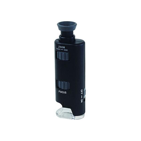 【商品説明】●顕微鏡にLEDライトがついて、あらゆる被写体をより鮮明に観察、鑑賞いただけます。【仕様】●型番：LP-33G　●倍率（倍）：約60〜100　●幅（mm）：32　●奥行（mm）：22　●高さ（mm）：84　●電源：ボタン電池SR...