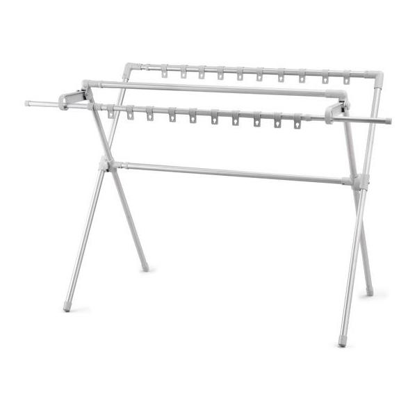 【商品説明】ダブルバーで、空間ができるため風通しがアップします。衣類が片寄らない、ハンガー固定パーツ付きです。使用しないときは、折りたたんで収納できます。ステンレス巻きスチールパイプを採用しているので、丈夫でサビに強く安心してお使いいただけ...