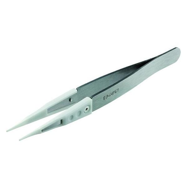 【商品説明】●チップ交換が可能で、固定式ピンセットに比べ経済的です。●絶縁性、耐熱性、耐薬品性を備えたセラミックピンセットです。●ハンダ・銀ロウが付着せず、耐熱温度が７００℃のためハンダ付け作業に最適です。●また、耐薬品性・非磁性・絶縁性・...