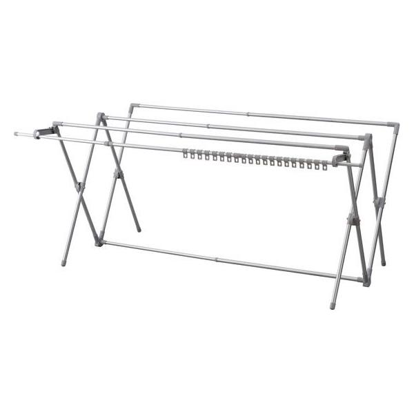 【商品説明】洗濯物の量に合わせてパイプを伸縮させて使用できます。２０個のハンガー掛け付きなので、間隔の調整が自由自在で洗濯物の片寄りも防げます。ダブルバー付きで、枕やぬいぐるみを干すこともできます。使用しない時は折りたたんで収納でき、ラクに...