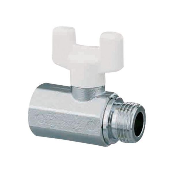 【商品説明】●エコキュート配管にも使用可能な小型ボールバルブです。【仕様】●型番：AE3-13M　●呼び径A：13　●呼び径B：1／2　●全長（mm）：55　●高さ（mm）：45　●ハンドル長D（mm）：38　●最高許容圧力（MPa）：1．...