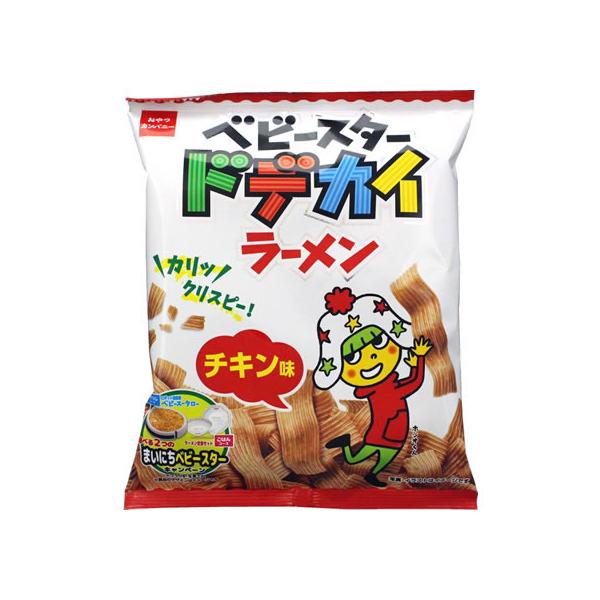 【商品説明】ベビースターラーメンチキン味の風味はそのままに、まったく新しい食感が楽しめるドデカイラーメンチキン味！めんが大きいので食べやすく、こぼしにくいのも人気の秘密です。【仕様】●注文単位：１袋（６８ｇ）　<ジェットプライス>