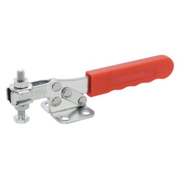 【仕様】●型番：ISK-38BS0-2S　●全長（ｍｍ）：１９９●締付力（ｋＮ）：２．５●付属ボルト径：Ｍ６×５０（ＳＵＳ）●クランプアーム移動角度（°）：７５●ハンドル操作角度（°）：７０　●下方押え型●水平ハンドル●フランジベース　●ス...