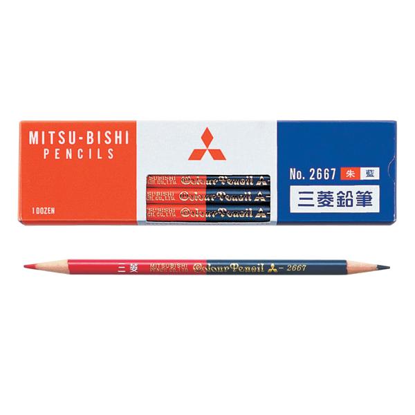 【仕様】●芯色：朱・藍（５：５）●仕様：丸軸●注文単位：１ダース（１２本）●２色鉛筆のロングセラー。　<ジェットプライス>
