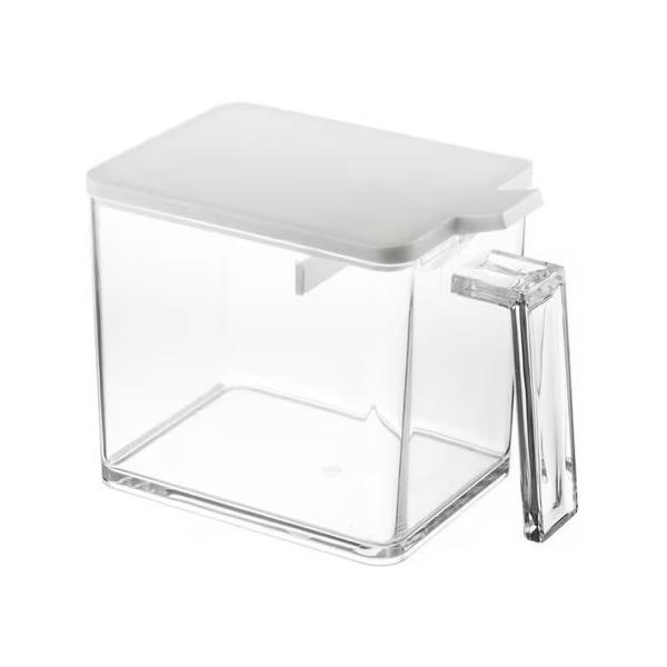 【商品説明】スミまですくいやすい容器の角は、洗いやすく、衛生的です【仕様】●本体サイズ：Ｗ９×Ｄ１５×Ｈ１１ｃｍ●本体重量：２２０ｇ●材質／容器・スプーン・すり切り板：ＰＳ樹脂、蓋：ＡＢＳ樹脂●付属品：インデックスシール●耐熱温度：８０℃、...