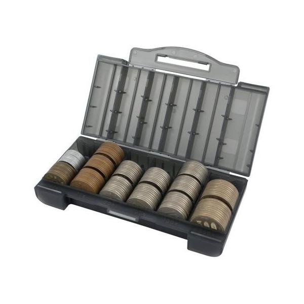 【商品説明】硬貨の収納、保管に便利。　１円または５円、１０円、５０円は各３０枚、１００円は６０枚、５００円は２５枚収納でき、金種によって収納枚数を変更することで持ち運びに便利なスリム形状です。　各硬貨には仕切りがつき、枚数が視覚的にわかりや...