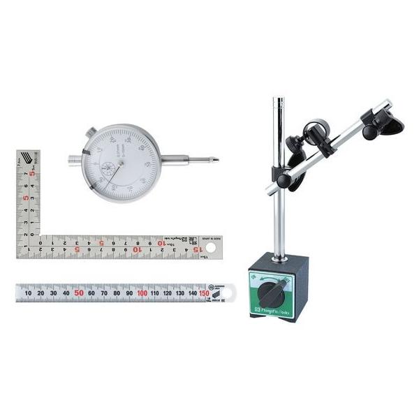 【商品説明】ダイヤルゲージのセット品です。【仕様】【セット内容】●ダイヤルゲージ●マグネットベース●シルバー曲尺　銀龍　１５ｃｍ　快段目盛　厚手広巾　ＭＴ−１５ＫＤ●シルバースケール　快段目盛　１５０ｍｍ　ＳＶ−１５０ＫＤ　<ジェット...