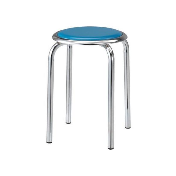 【仕様】●型番：TM−24M−B　●張地：ビニールシート張り　●色：ブルー　●座幅（mm）：320　●座高（mm）：455　●座部：鋼板（クロームメッキ）、合板・ウレタンフォーム　●脚部：φ25．4mmスチールパイプ（クロームメッキ）　&l...