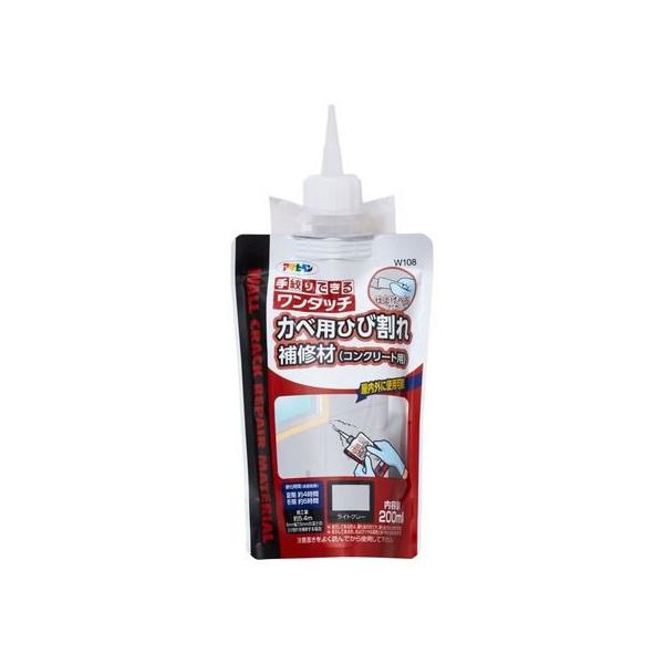 【商品説明】パウチ容器なので、補修箇所に直接手で中身を押し出して使えます。　密着力が強く、耐久性に優れた樹脂モルタルです。　屋内外に使用でき、補修後、水性塗料が塗れます。【仕様】●内容量：２００ｍＬ　●カラー：ライトグレー　●施行量：６ｍｍ...