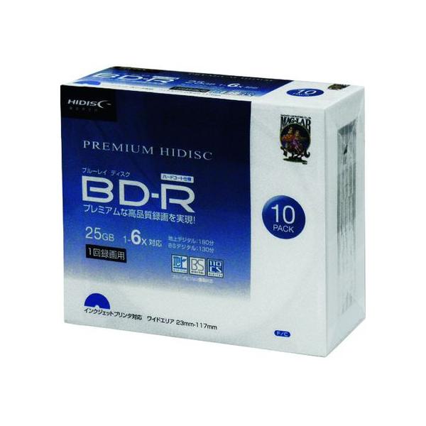 【商品説明】●テレビの録画画像の保存や配布に使用いただけます。【仕様】●型番：HDVBR25RP10SC　●入数：10枚　●容量（GB）：25　●色：ホワイト　●ライセンス有効期間：なし　●1回録画用　●容量25GB　●記録時間：地上デジタ...