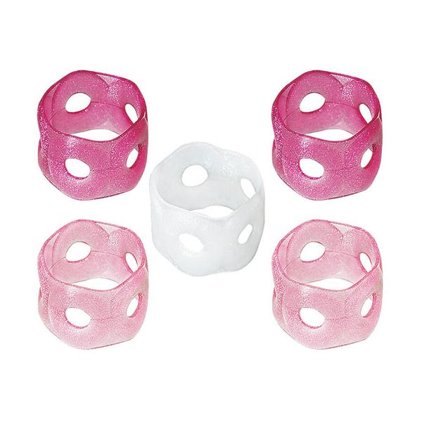 【商品説明】指に優しくフィットし、むれにくい「リング型紙めくり」【仕様】●サイズ：Ｌ（女性親指用）●内径１５ｍｍ×長さ１２．５ｍｍ●色：パールピンク（ダークピンク２個、ライトピンク２個、ホワイト１個）●材質：シリコンゴム●注文単位：１パック...