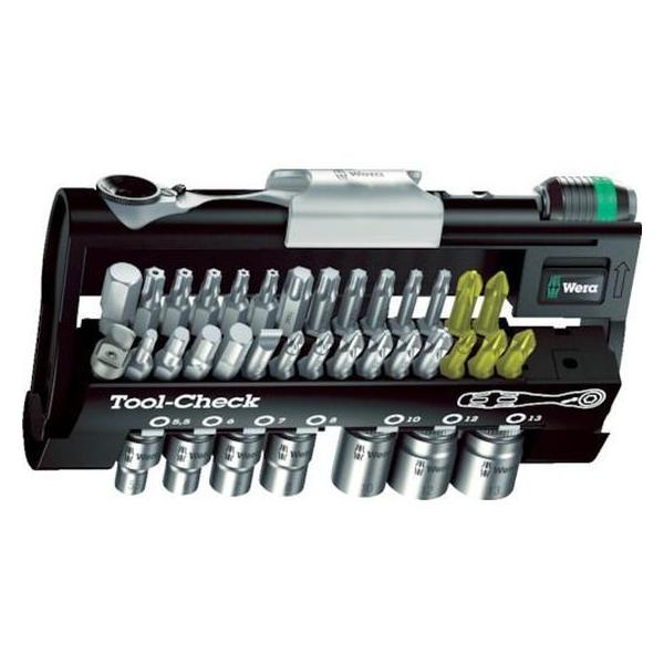 【仕様】●型番：TOOL-CHECK　●入数：1S　●シャンク径（mm）：6．35●セット内容（点）：38●差込角（mm）：6．35　●ミニラチェット●ラピッドダプター●ビットホルダ●ソケット（5．5、6、7、8、10、12、13）●ビット...
