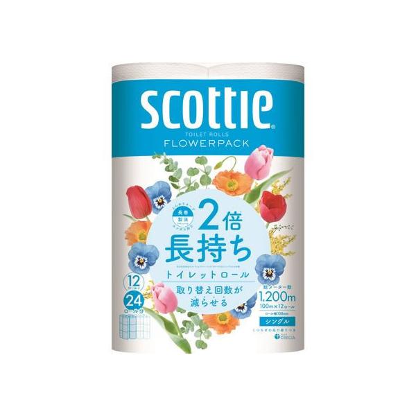 【商品説明】取り替えの手間が半分のたっぷり使えるシングル１００メートル。省スペースで保管もスッキリ。【仕様】●長さ：１００ｍシングル●紙幅：１１４ｍｍ●くつろぐ花の香りつき●芯あり●注文単位：１パック（１２ロール）　<ジェットプライス...