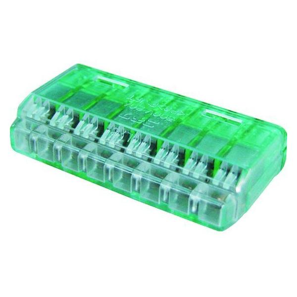 【仕様】●型番：QLX 8　●入数：20個　●極数：8　●色：緑透明　●適用電線（銅線）単線（mm）：φ1．6〜2．0　●電線抱合範囲単線（mm）：φ1．6〜2．0　●差込線数（本）：8　●定格電流：20A　●電線抱合範囲より線（［［MM2...
