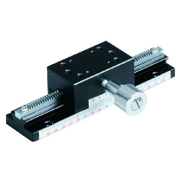 【仕様】●型番：XLSR-100　●ステージ面（mm）：25×42　●移動量（mm）：±40　●移動精度真直度（μm）：30　●移動精度運動時平行度（μm）：30　●ハンドル一回転移動量（mm）：18　●移動精度　真直度（μm）：30　●移...