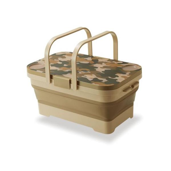 【商品説明】バスケット部分には水を溜められるから、飲み物を冷やしたり、洗い物などに便利。水抜き栓付きだから排水もカンタン。フタ部分は取り外してミニテーブルにできます。使わない時はたたんでコンパクトに収納できます。持ち運びに便利な持ち手付きで...