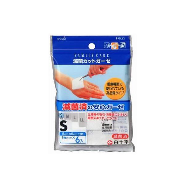 【商品説明】傷口以外にも、眼帯・マスクの当てガーゼなど幅広くご使用頂けます。【仕様】●サイズ：Ｓ（５ｃｍ×５ｃｍ）●１２折●注文単位：１パック（６枚）●滅菌済●一般医療機器（医療機器届出番号：13B2X00023000011）　[商品区分：...