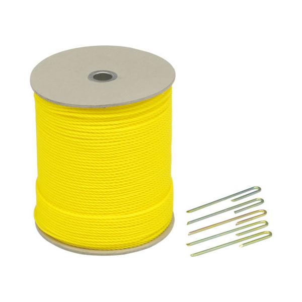 【商品説明】太さ３ｍｍ、黄いろ、杭セットのグランドロープ。【仕様】●素材・材質：ポリエチレン　●サイズ：３ｍｍ×３００ｍ　●原産国：日本　●付属品：杭１００本（Ｇ−１２３７）　<ジェットプライス>