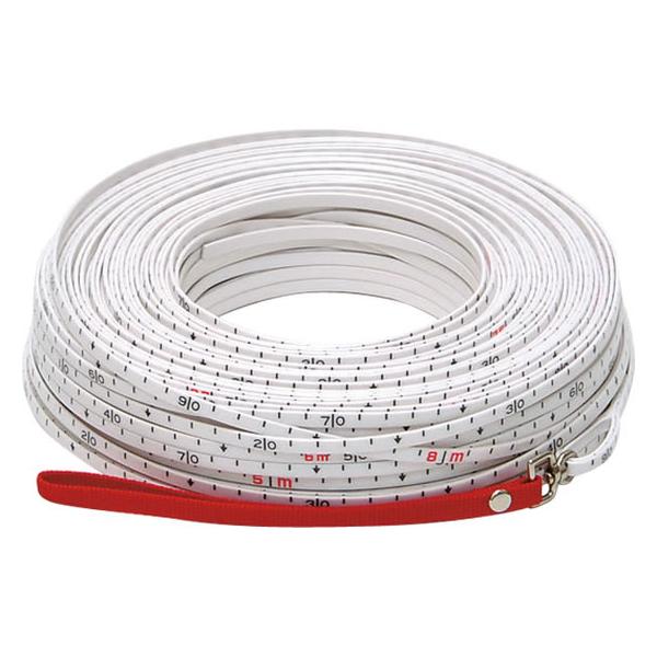 【商品説明】測定に便利な目盛１ｃｍ間隔。【仕様】●素材・材質：グラスファイバー（ＰＶＣコーティング）　●仕様：１ｃｍ目盛、ＪＩＳ１級、水洗い可　●サイズ：幅６．２ｍｍ×厚さ２ｍｍ×長さ１００ｍ　●商品重量：１６００ｇ　●原産国：日本　&lt...