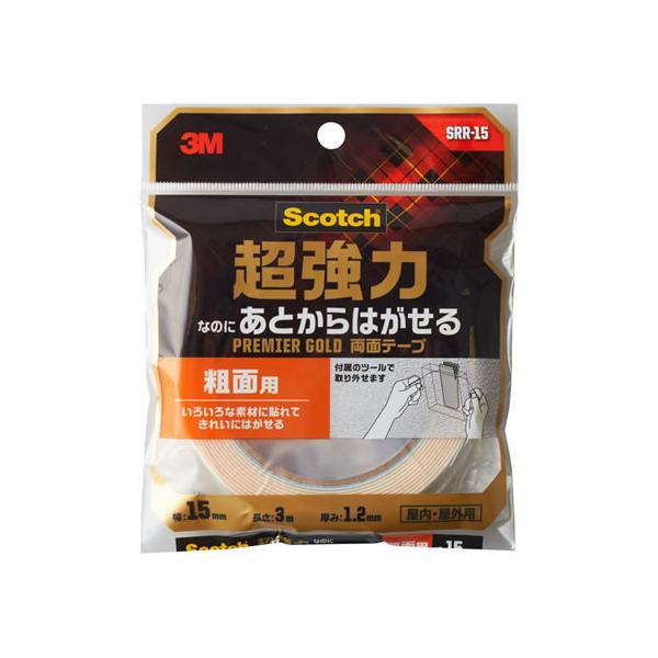 【商品説明】金属、木、プラスチックなどさまざまな素材の接着に使えます。　Ａ４サイズまでの表札や看板の取り付けに使用できます。【仕様】●粗面用●接着面数：両側●カラー：ホワイト●プレミアムゴールド●サイズ：幅１５ｍｍ×長さ３ｍ×厚み１．２ｍｍ...