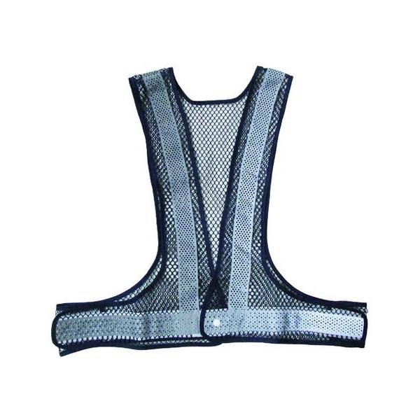 【商品説明】●メッシュ地の目が大きく、反射材にも穴があいているので通気性が抜群です。●正面はプラスチックボタン＋面ファスナー、サイドは面ファスナーになっています。【仕様】●型番：5941033　●色：ネイビー　●着丈（cm）：58　●胴まわ...