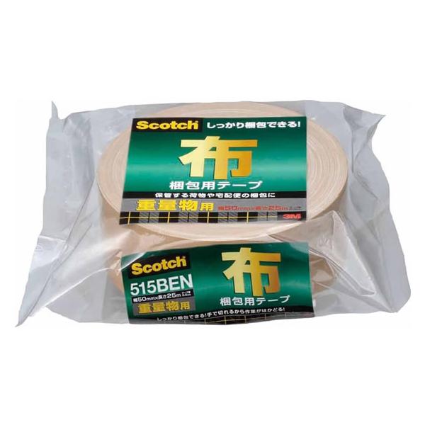【仕様】強い粘着力でしっかり梱包！手で切れるから使いやすい！●厚さ：０．３ｍｍ●サイズ：幅５０ｍｍ×長さ２５ｍ●材質：基材／合繊布、粘着剤／ゴム系粘着剤●重量梱包用●注文単位：１巻　<ジェットプライス>