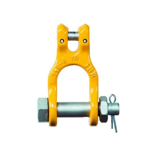 【商品説明】●他のつり具に接続できるシャックル付金具です。【仕様】●型番：YR-07　●基本使用荷重（t）：1．6　●適合チェーン線径（mm）：7．1　●寸法（mm）P：59　●寸法（mm）d：16　●寸法（mm）l：103　●寸法（mm）...