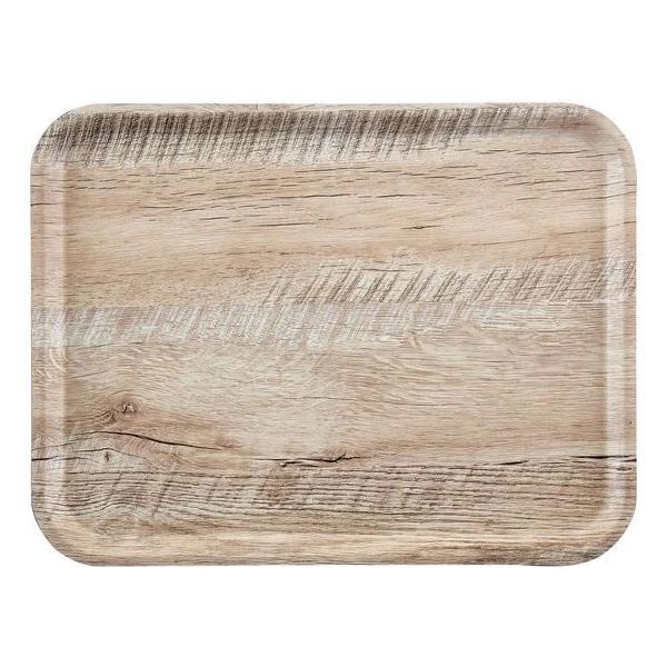 【商品説明】カフェトレイとしてだけでなく、学食や社食用のトレイとしても。　見た目だけではなく、触った質感もリアルに表現。　クラフトペーパー＋メラミンで丈夫。　本物の木ではないために、ゆがみ・ひずみにくい。　重量に若干の個体差があります。　耐...