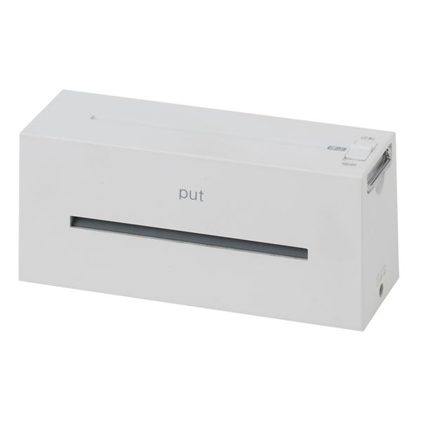 【仕様】機能を絞り込み、使い心地を重視した電動タイプ（付属の専用ACアダプター接続・乾電池使用に対応）のコンパクトシュレッダ。　手のひらサイズで場所を取らず、移動の際は楽に持ち運びできます。　●色：ホワイト●本体サイズ：幅１６８×奥行６０×...