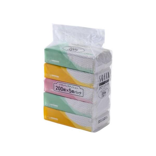 【商品説明】ボックスタイプに比べ省スペース省資源のソフトパックティシュです。フィルム包材はバイオマス原料を使用した、環境側面にも配慮したエコ商品となります。【仕様】●シートサイズ：２００×１８１ｍｍ●材質：パルプ１００％●組数：２００組（４...