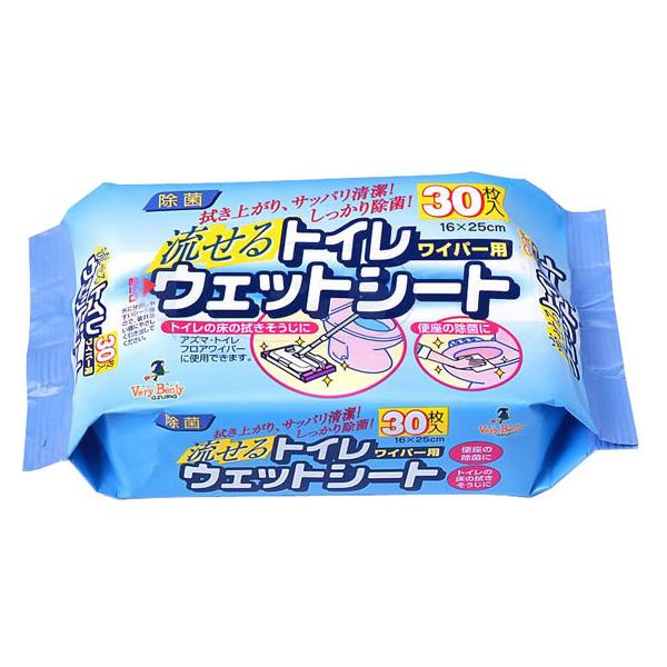 【仕様】トイレの床の拭き掃除にフロアワイパーに使用できます。　便座の除菌に。　●シートサイズ：約２５０×１６０ｍｍ●除菌●トイレに流せます●注文単位：１パック（３０枚）　<ジェットプライス>