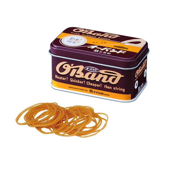 【仕様】よくある一般的なサイズの輪ゴム。丈夫なブリキ缶に入っていますのでどこにでも持っていけて便利。　●サイズ：内径３８×切幅１．１ｍｍ●折径：６０ｍｍ●色：アメ色●材質：天然ゴム●缶のサイズ：幅９２．５×奥行５７×高さ４８ｍｍ●入数：約２...