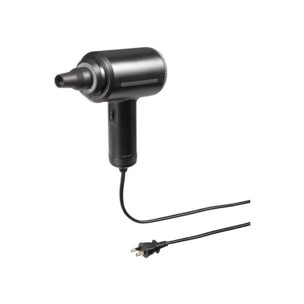 【商品説明】ガス不要の電動式エアダスターで、火気の心配がなく安全かつ環境に配慮した設計です。風量はダイヤルで細かく調整でき、ＡＣ電源式で長時間連続使用が可能です。３種類のノズル付きで用途に応じて使い分けでき、逆さ噴射にも対応します。３ｍのロ...